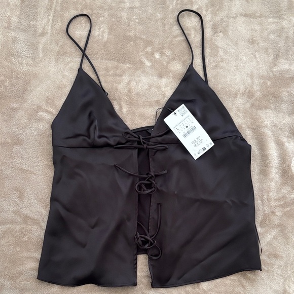 Zara | Tops | Zara Black Laceup Camisole Top | Poshmark